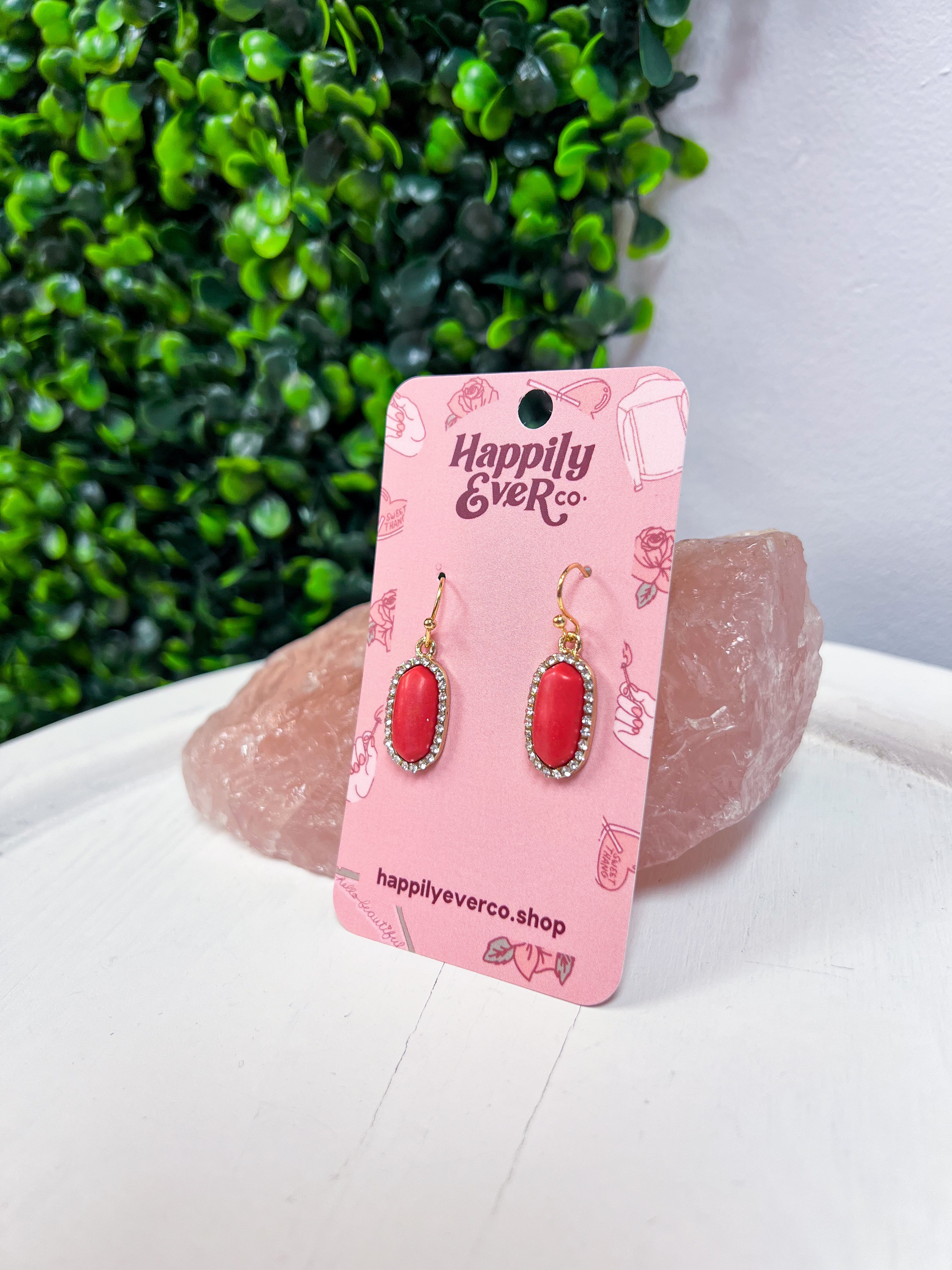 Sparkling Oasis Earrings in Dark Salmon – happily ever co